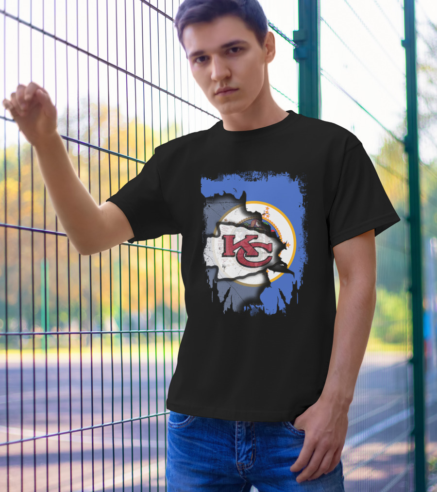 Minnesota Flag With Kansas City Chiefs T-Shirt