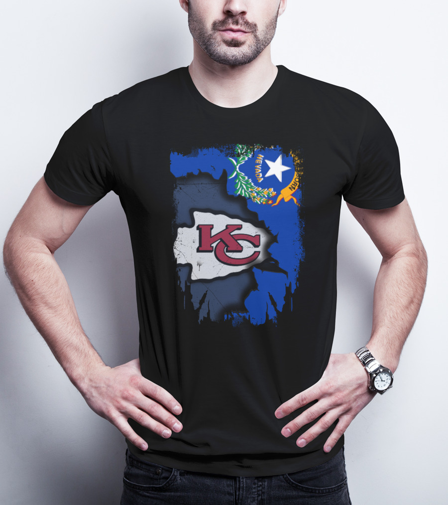 Nevada Proud With Kansas City Chiefs Logo And State Flag Elements T-Shirt