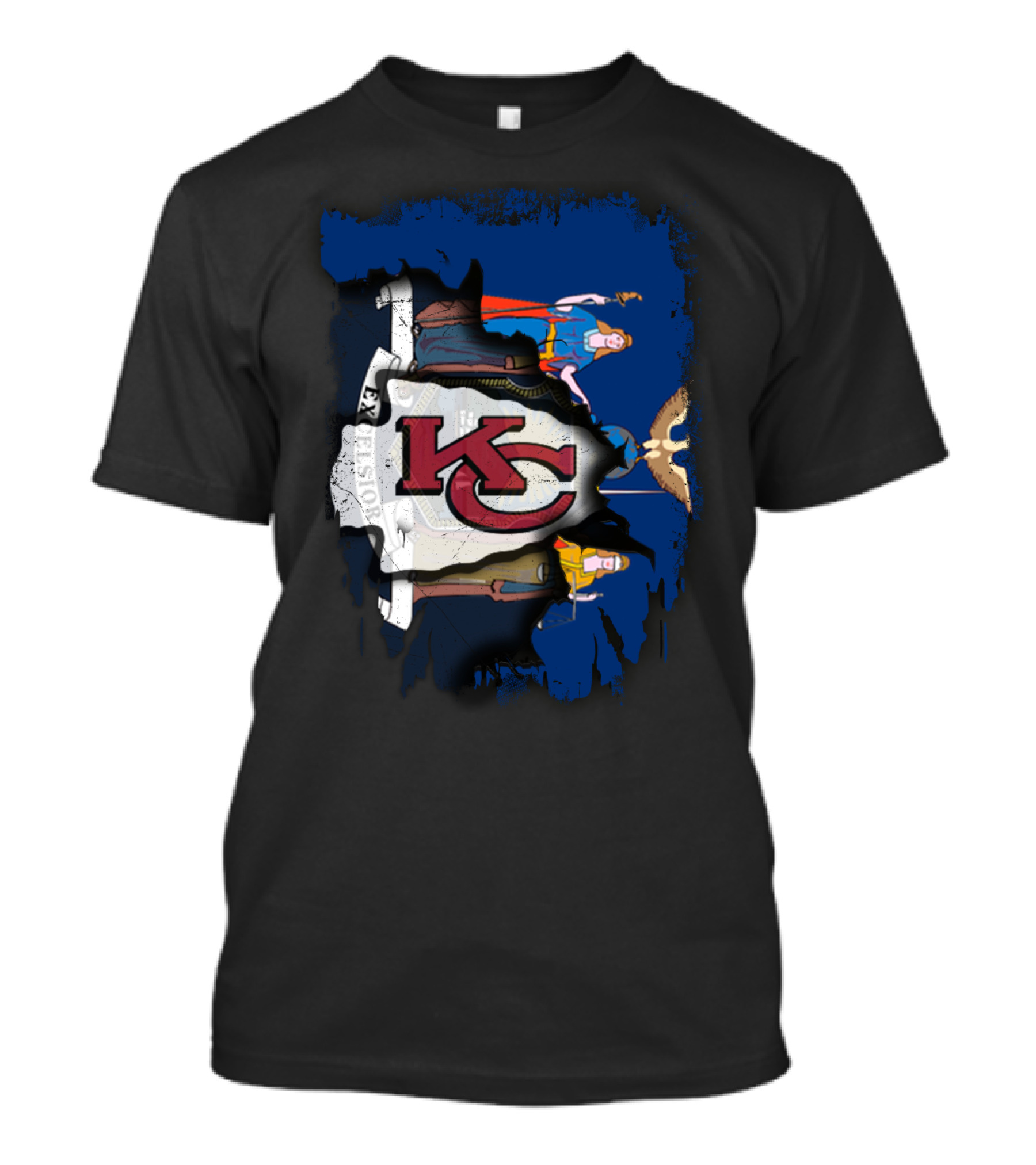Together New York With KC Chiefs Logo And State Flag Elements T-Shirt