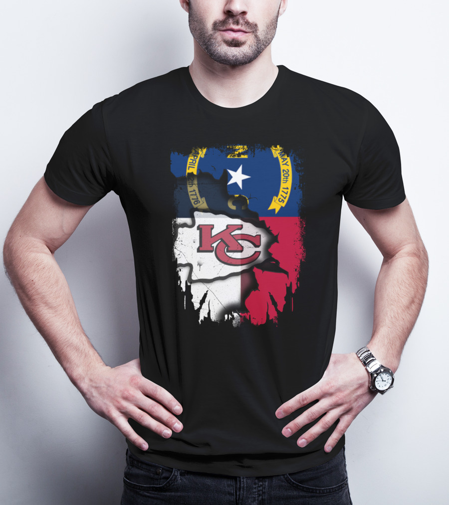 Together North Carolina Flag With Kansas City Chiefs T-Shirt