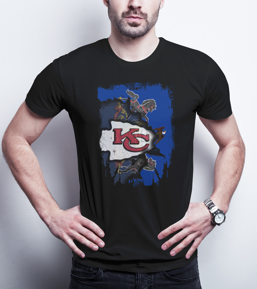 Pennsylvania State Pride With Kansas City Chiefs Logo And Heraldic Symbols T-Shirt
