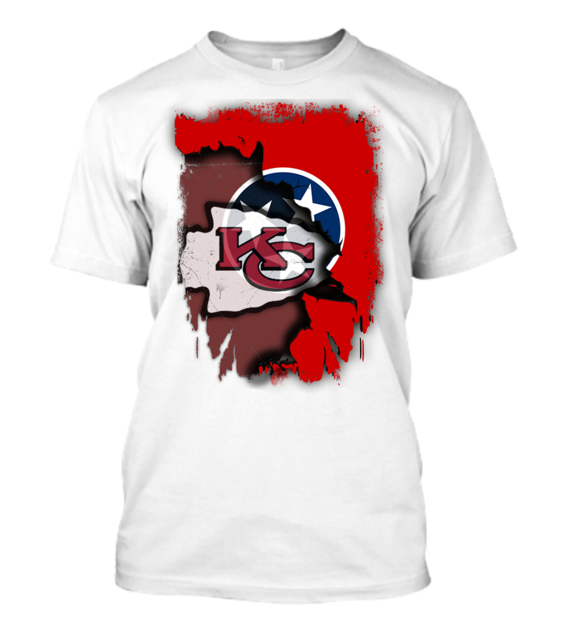 Kansas City Chiefs Tennessee Flag Torn Abstract Fusion T-Shirt