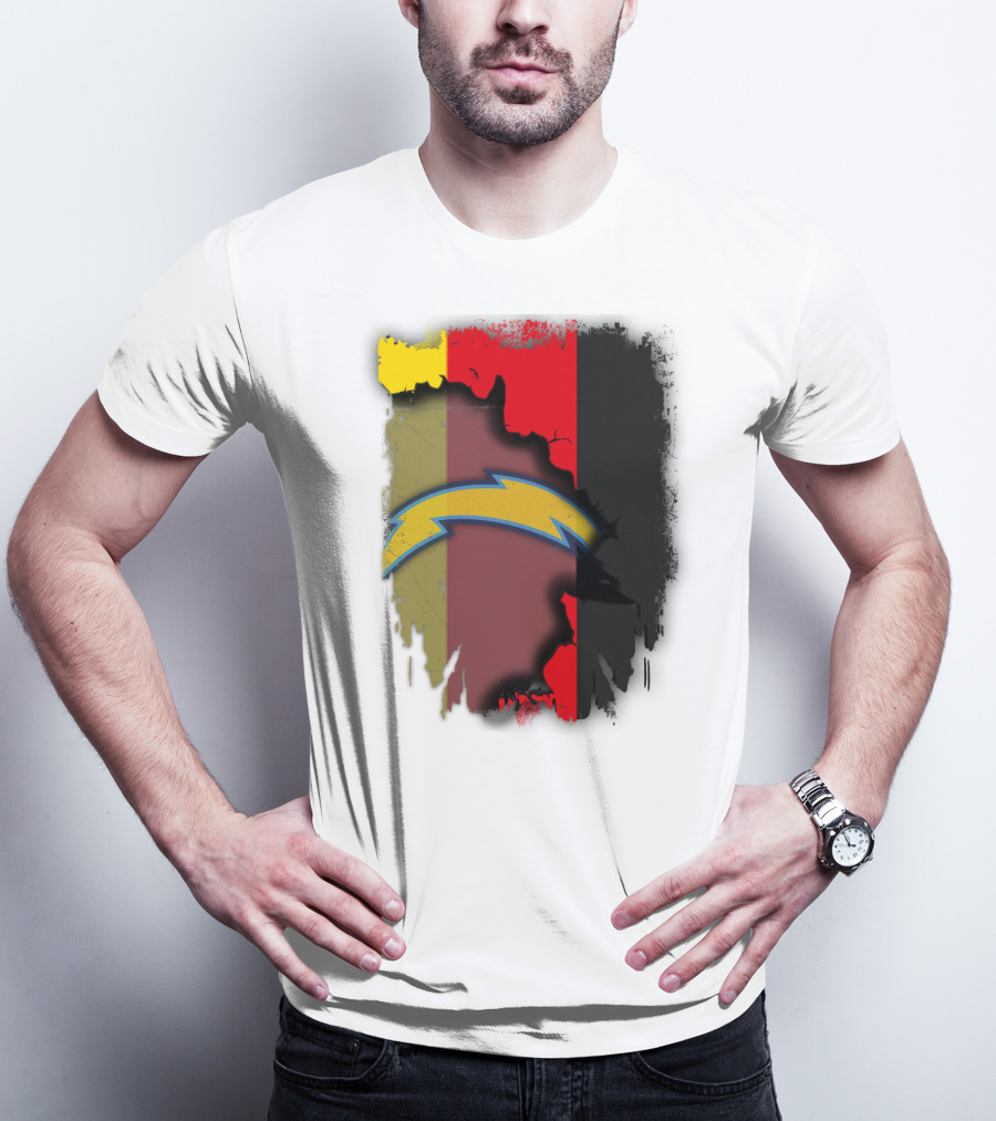Germany Colors With Chargers Lightning Bolt Overlaid T-Shirt