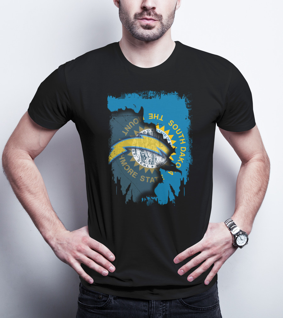 South Dakota With Chargers And The Mount Rushmore State Seal T-Shirt