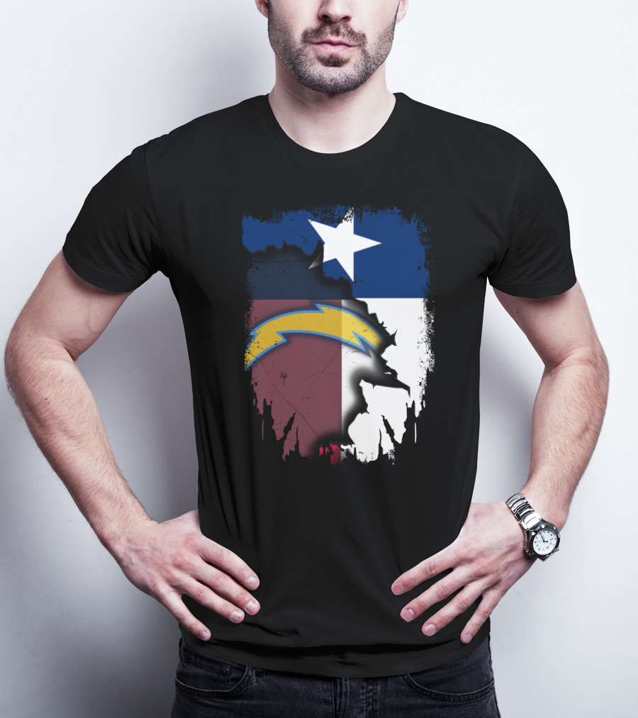Together Texas With Chargers Lone Star Flag T-Shirt