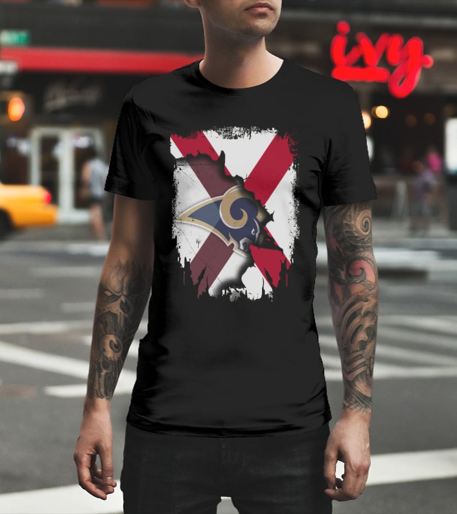 Alabama Flag With Rams Logo Together T-Shirt