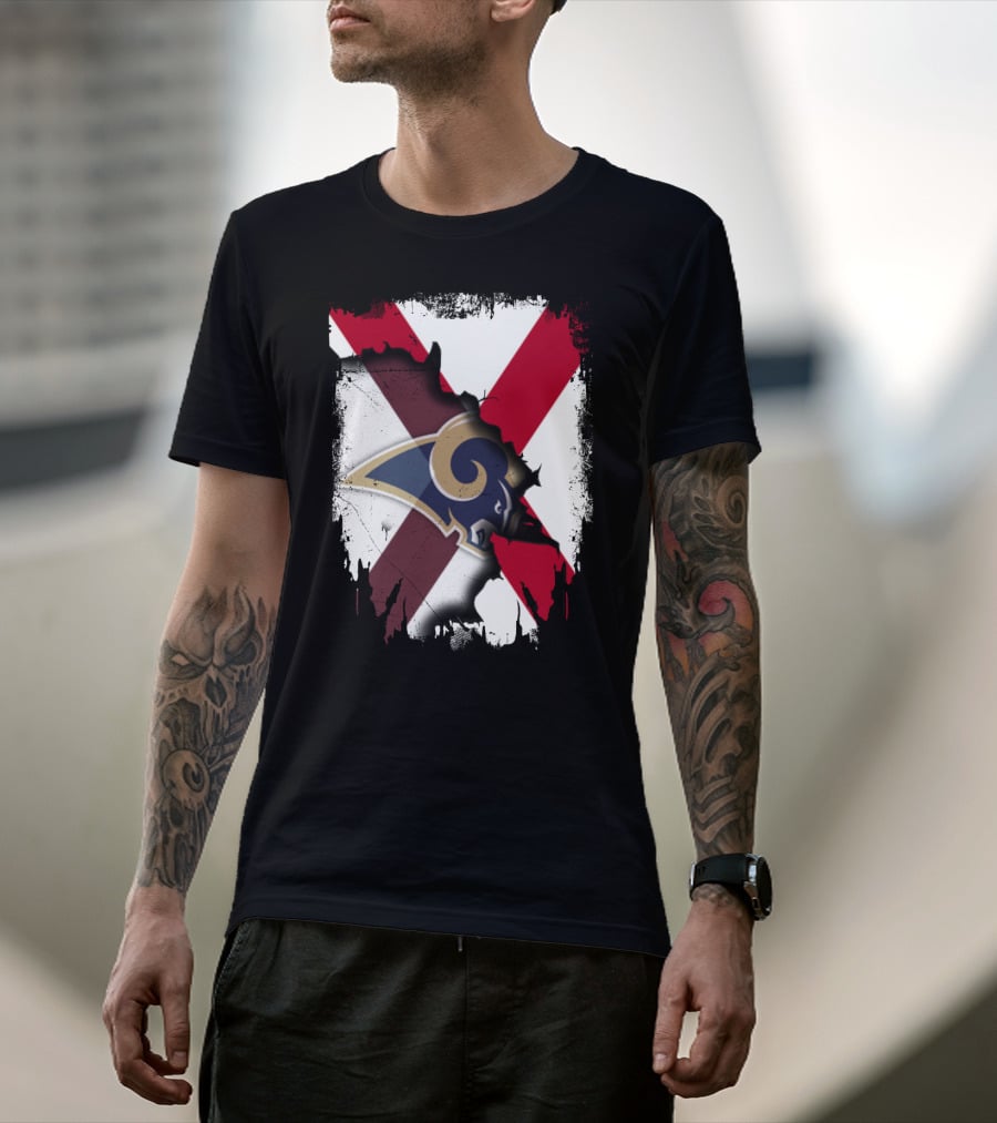 Alabama Flag With Rams Logo Together T-Shirt