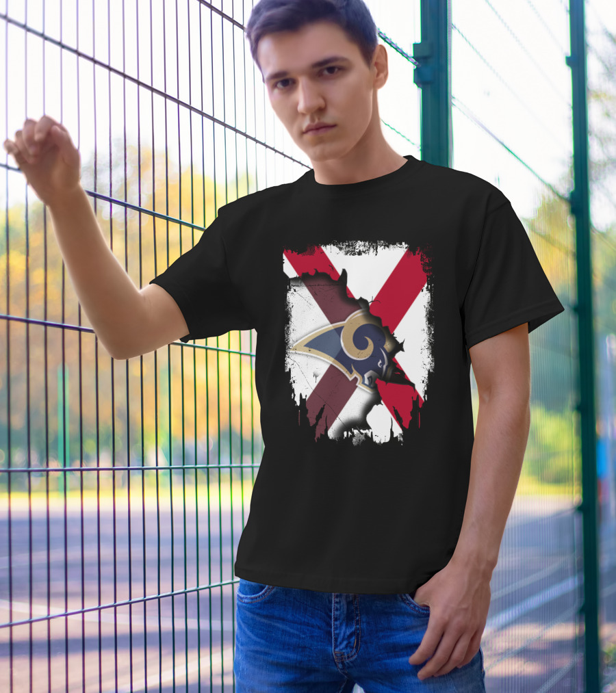 Alabama Flag With Rams Logo Together T-Shirt