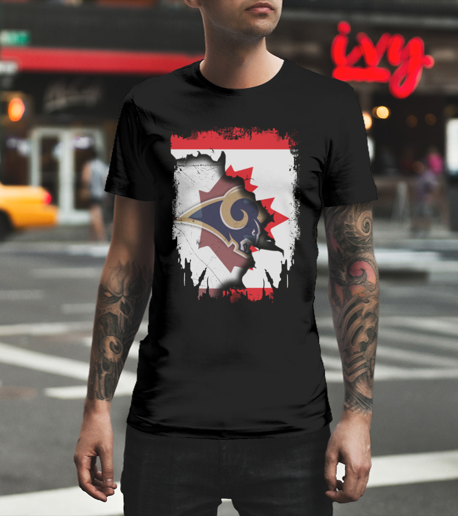 Canada With Los Angeles Rams Logo Integration T-Shirt