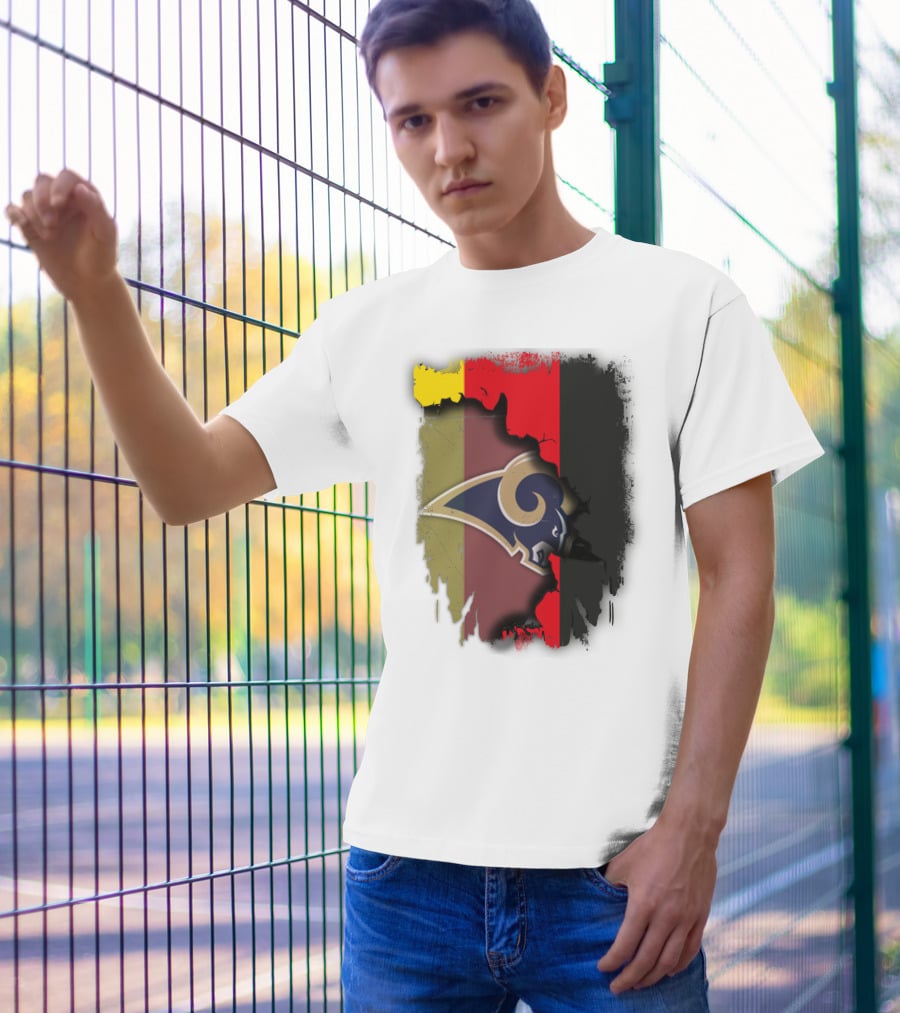 Germany Flag Grunge Style With Rams NFL Team T-Shirt
