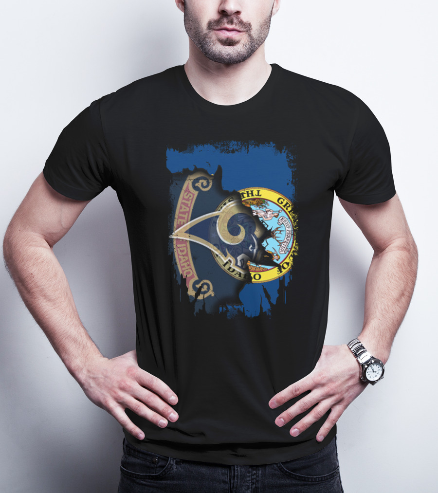 State Of Idaho Rams Flag Fusion T-Shirt
