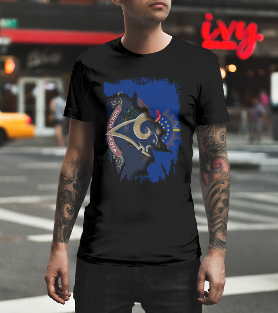 North Dakota Rams United State Flag Fusion T-Shirt