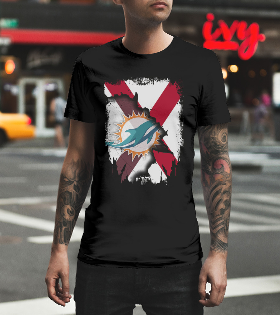 Alabama Miami Dolphins X Grunge Symbol Collaboration T-Shirt