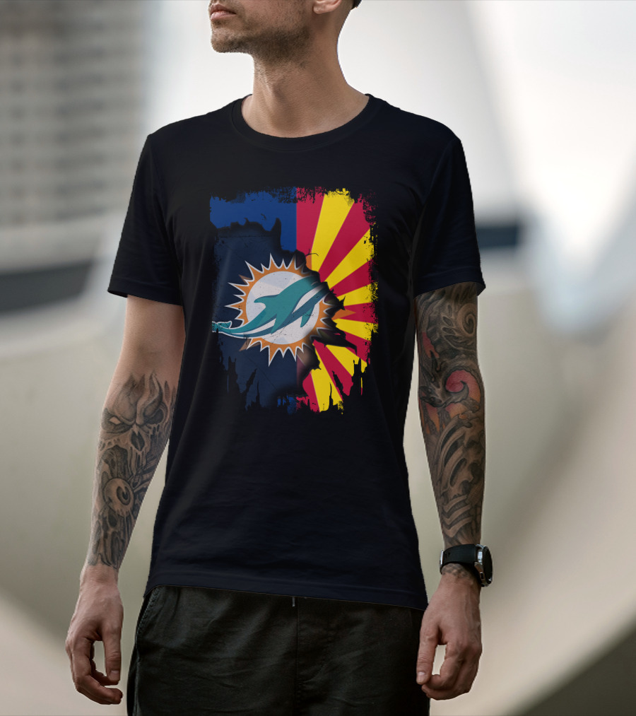 Miami Dolphins Arizona Flag Fusion T-Shirt