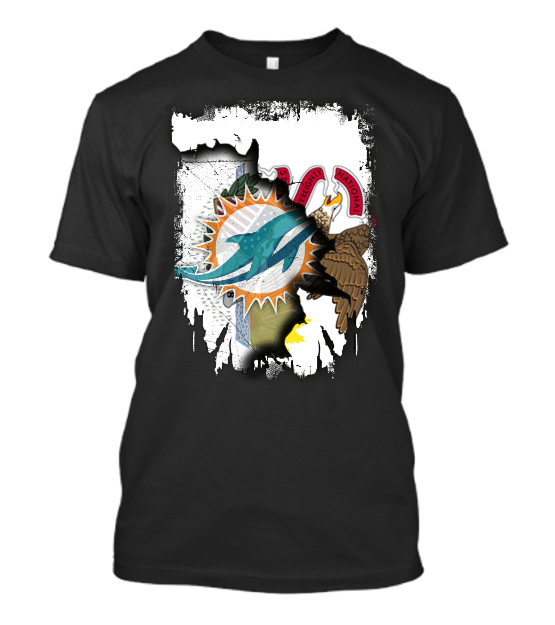 Together Illinois Miami Dolphins Logo Over State Seal T-Shirt