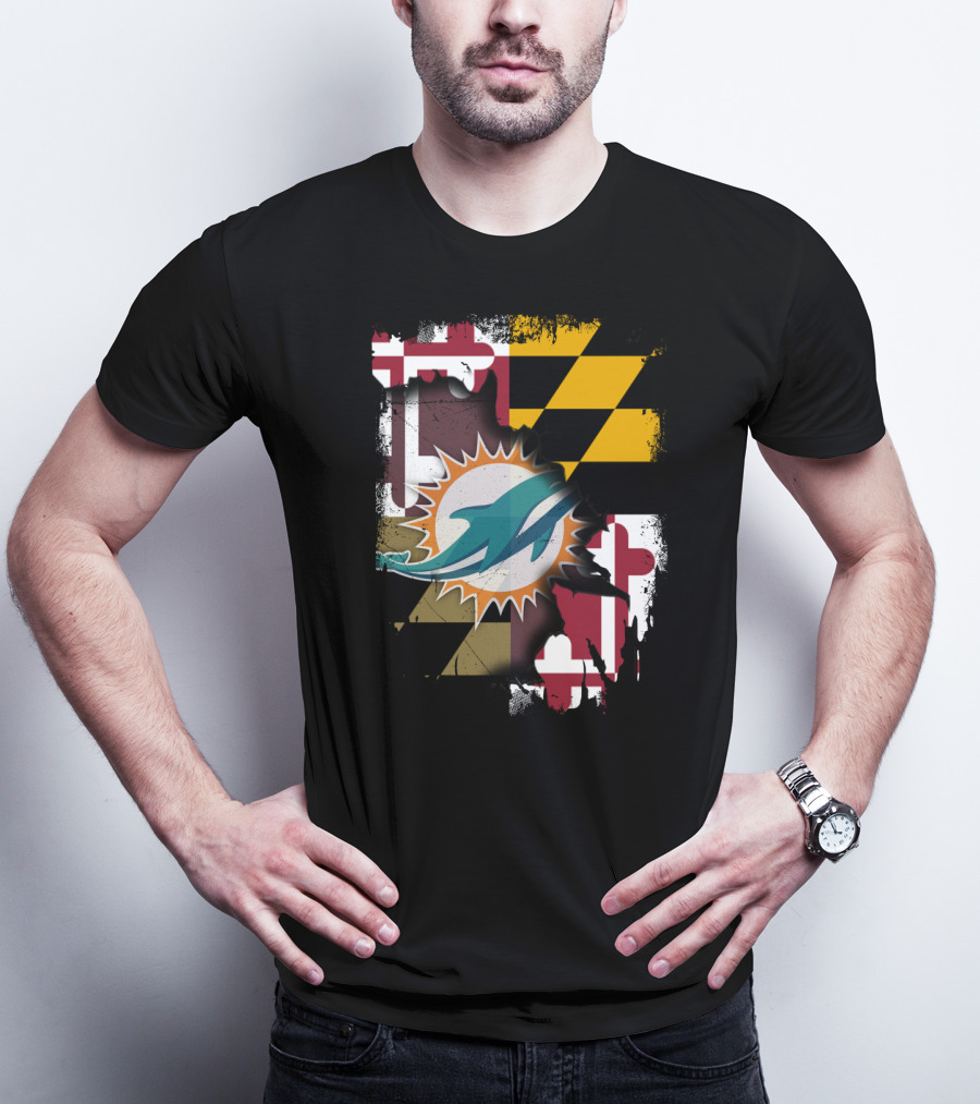Together Maryland Dolphins Maryland Flag Fusion T-Shirt