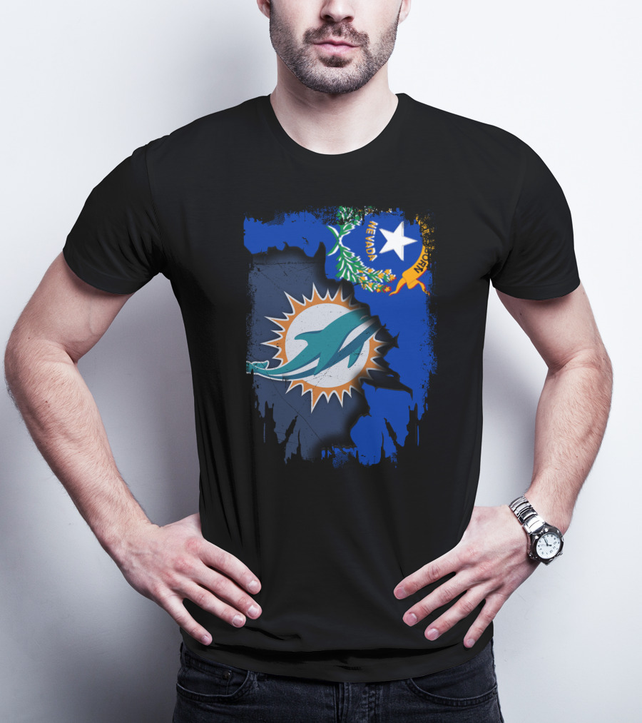 Nevada Dolphins Logo Fusion With State Flag T-Shirt