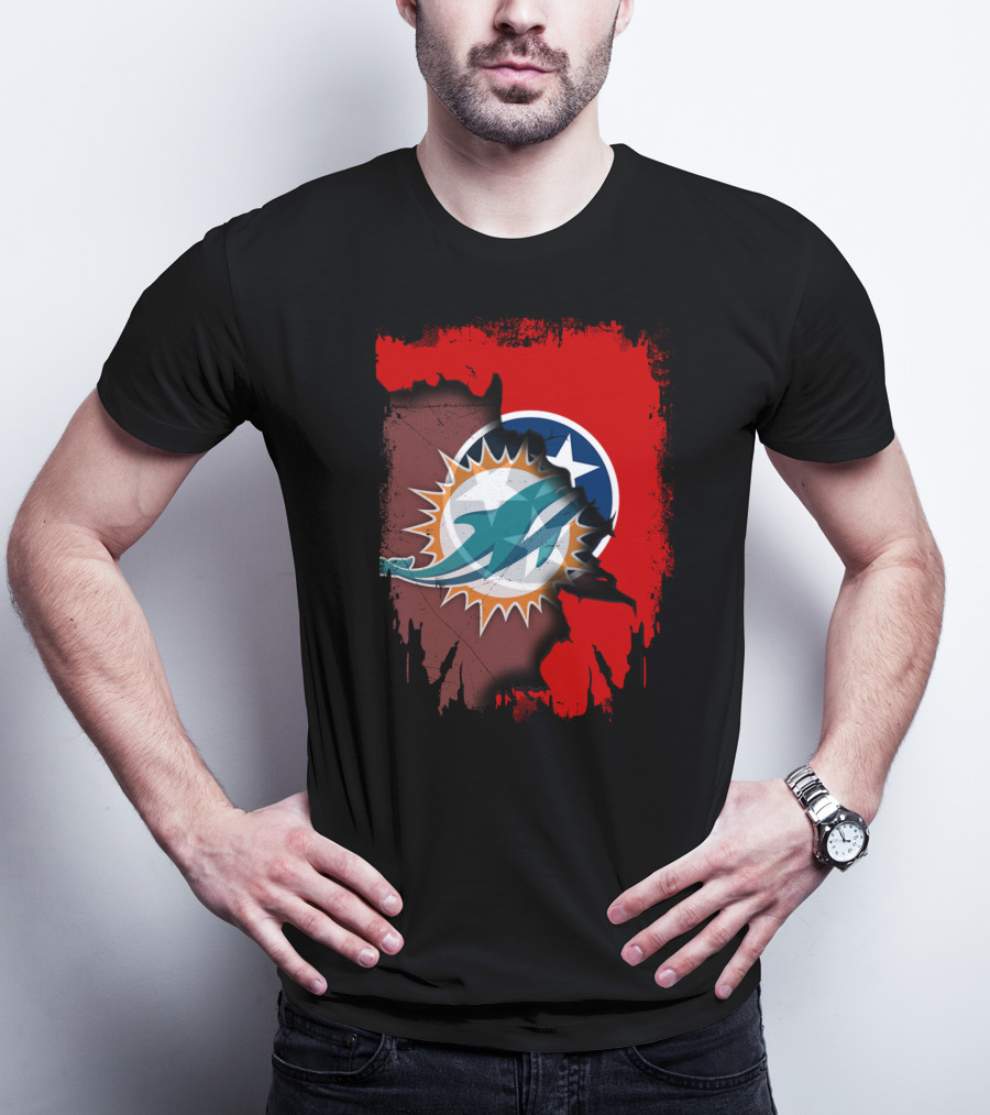 Miami Dolphins And Tennessee State Unity Fusion T-Shirt
