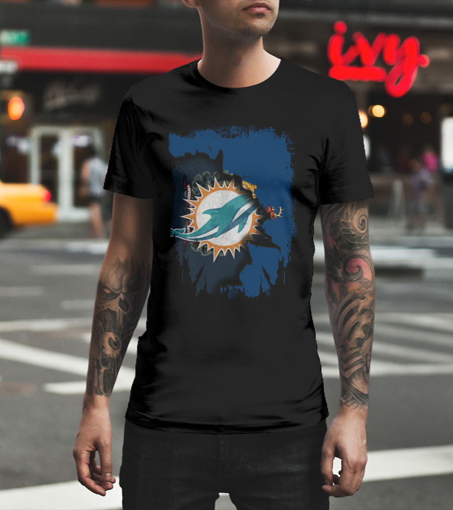 Together Vermont Miami Dolphins Logo Overlay T-Shirt