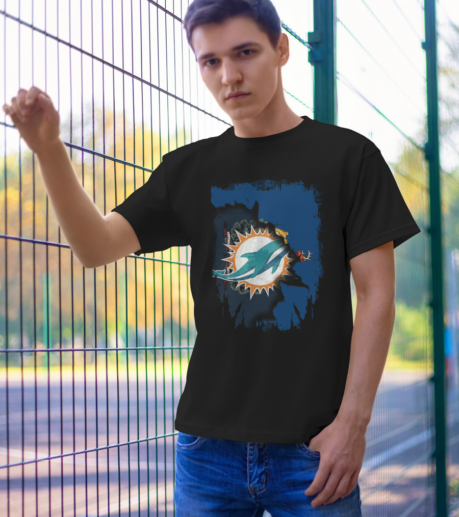 Together Vermont Miami Dolphins Logo Overlay T-Shirt