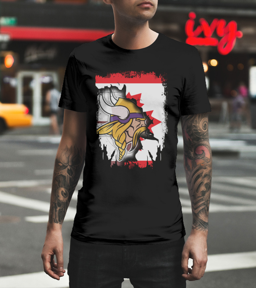Minnesota Vikings And Canada Fusion Flag T-Shirt