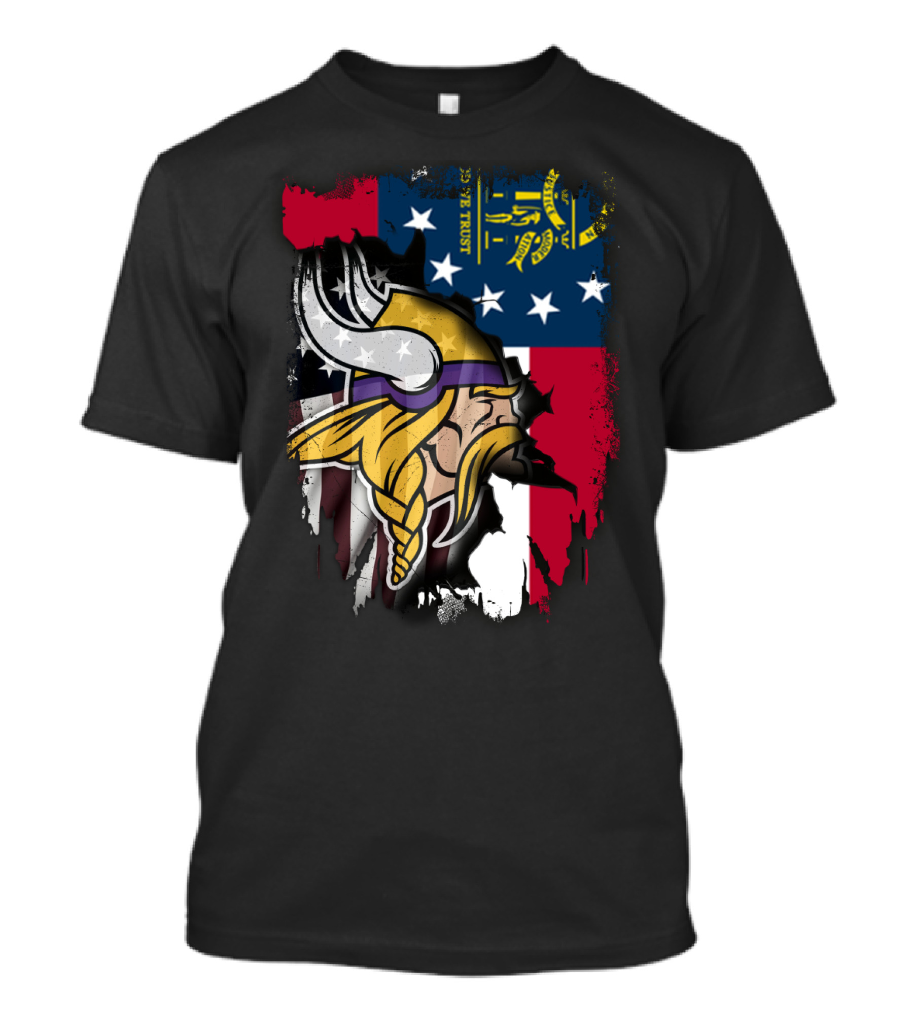 Georgia Flag With Vikings Fusion T-Shirt