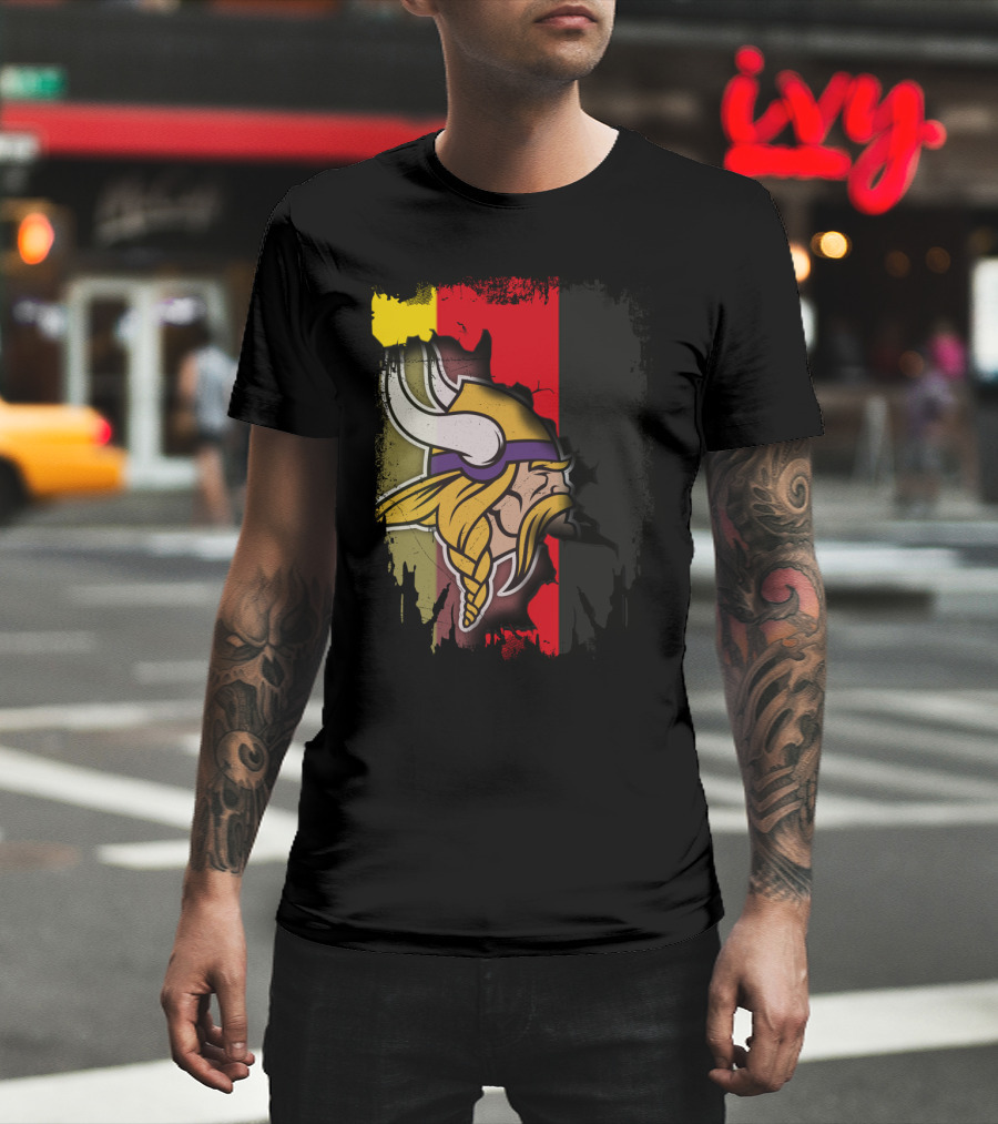 Together Germany With Vikings Logo And Flag Fusion T-Shirt