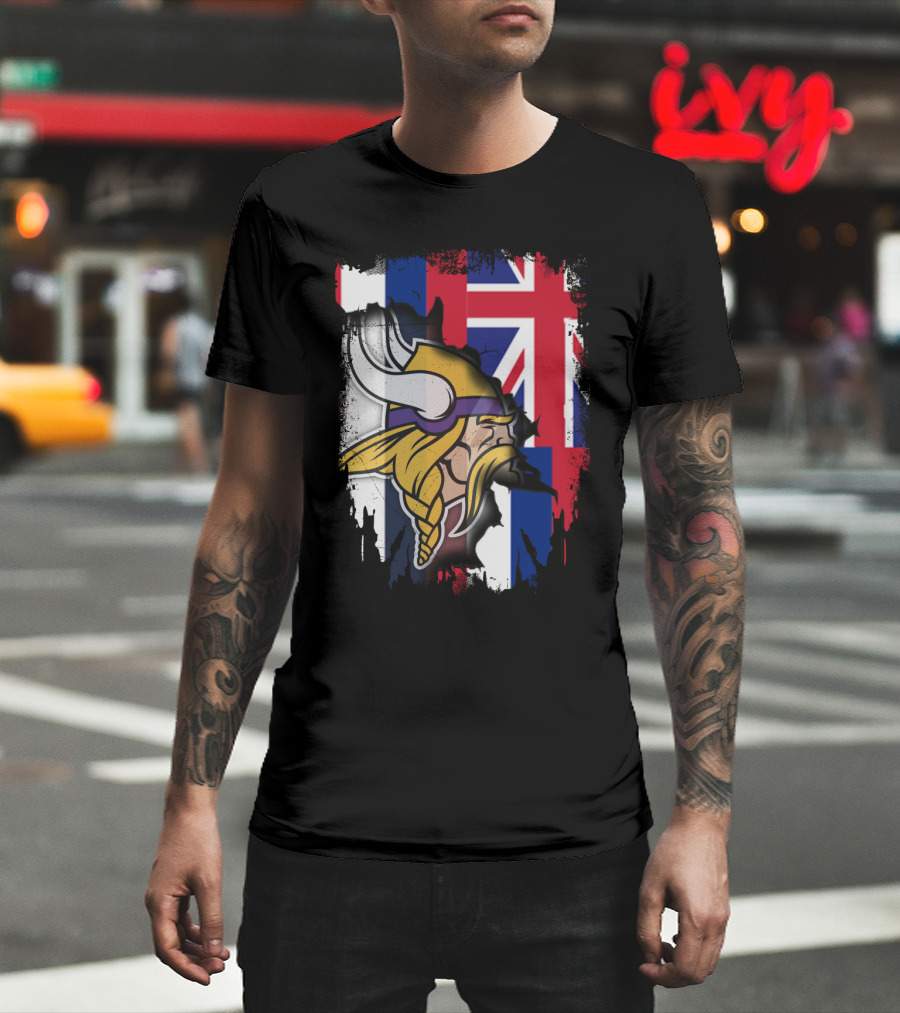 Hawaii Union Jack With Vikings Head T-Shirt