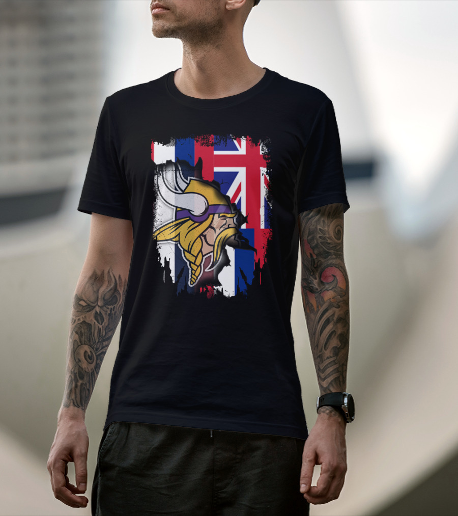 Hawaii Union Jack With Vikings Head T-Shirt