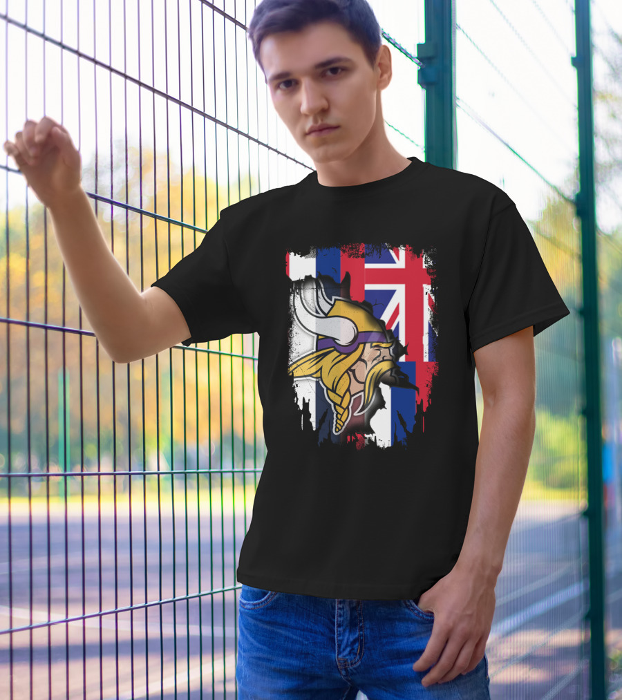 Hawaii Union Jack With Vikings Head T-Shirt