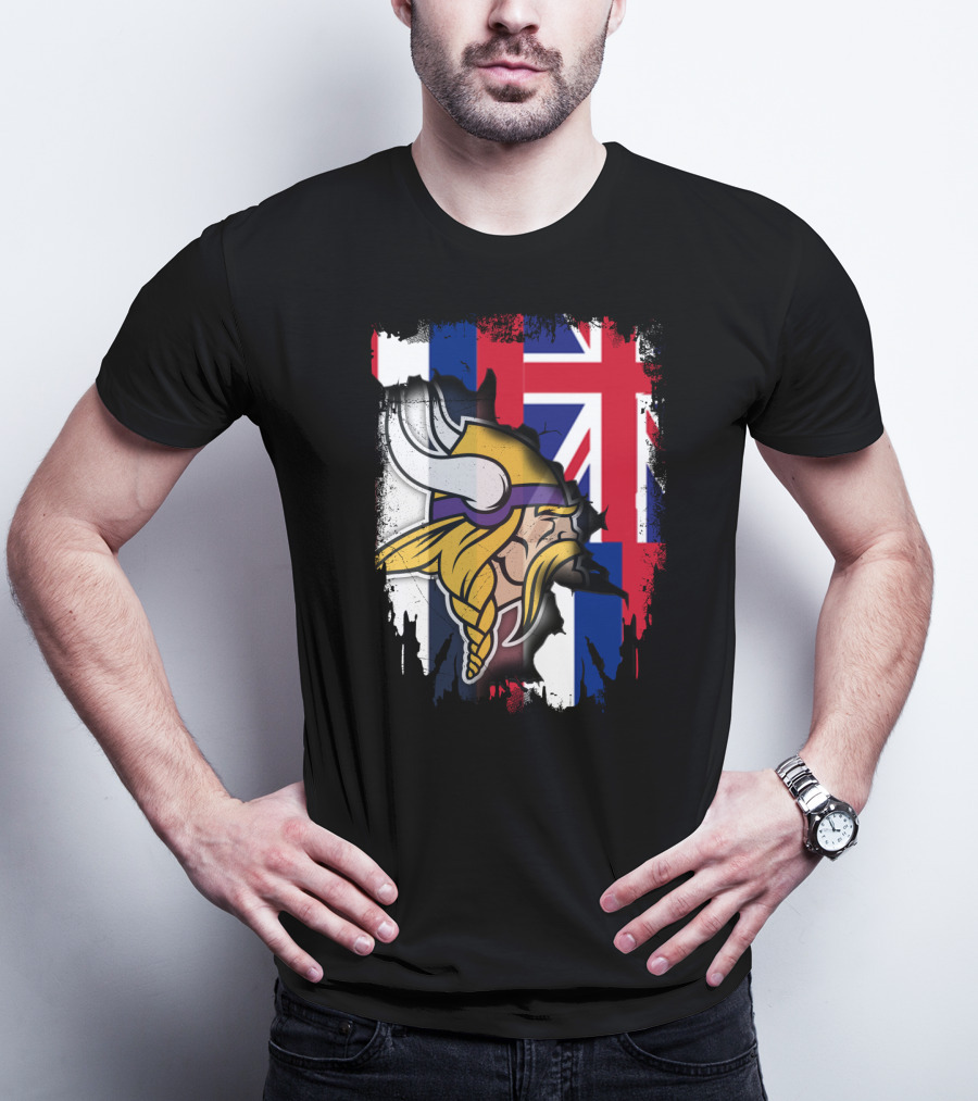 Hawaii Union Jack With Vikings Head T-Shirt