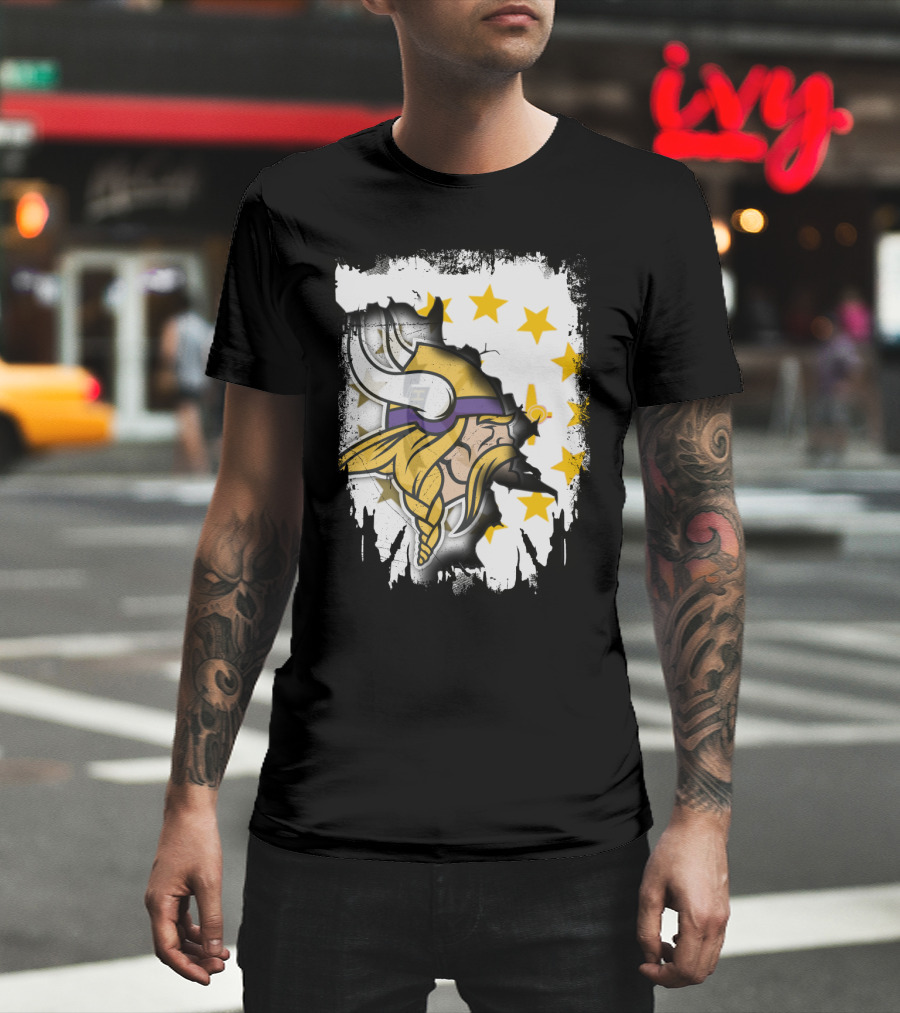 Rhode Island With Vikings And Stars T-Shirt