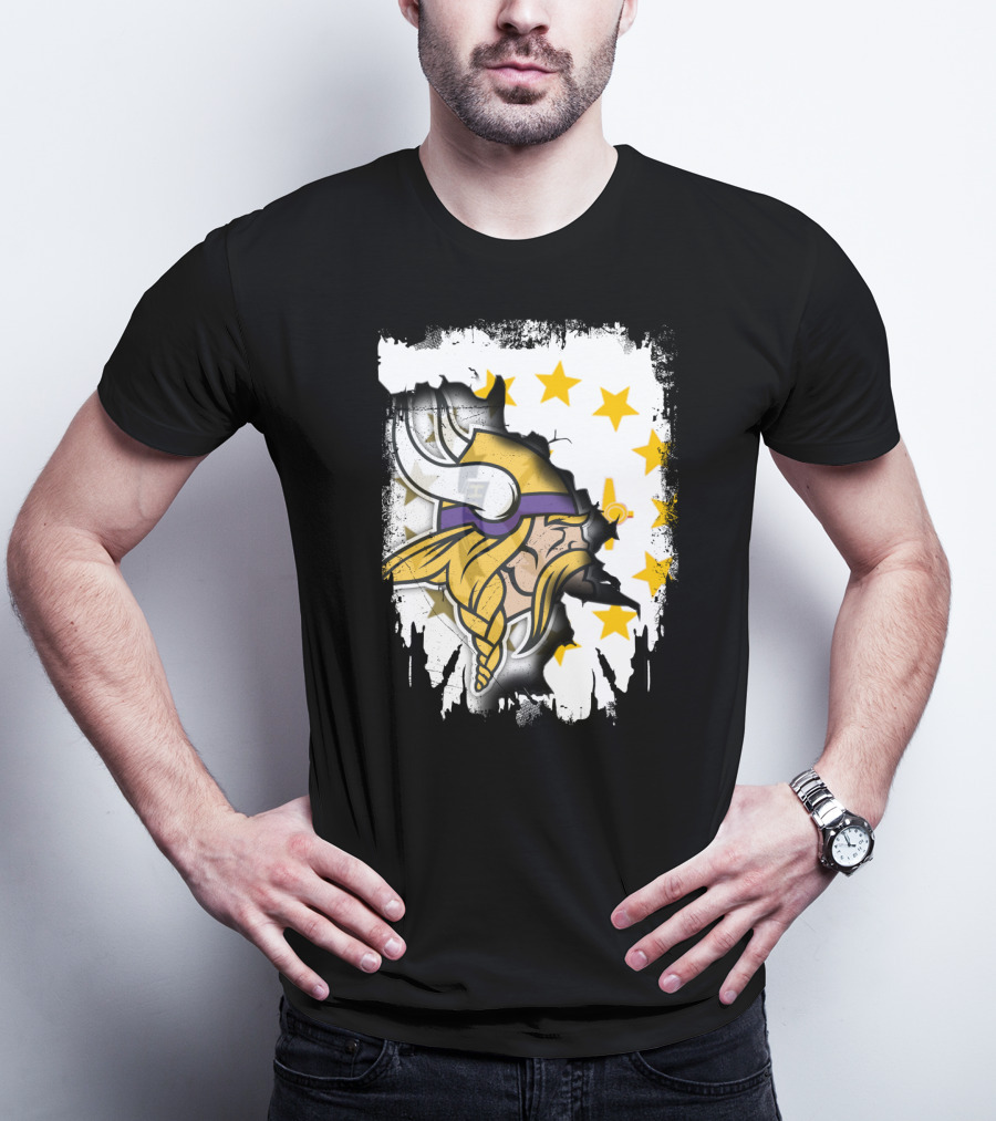 Rhode Island With Vikings And Stars T-Shirt