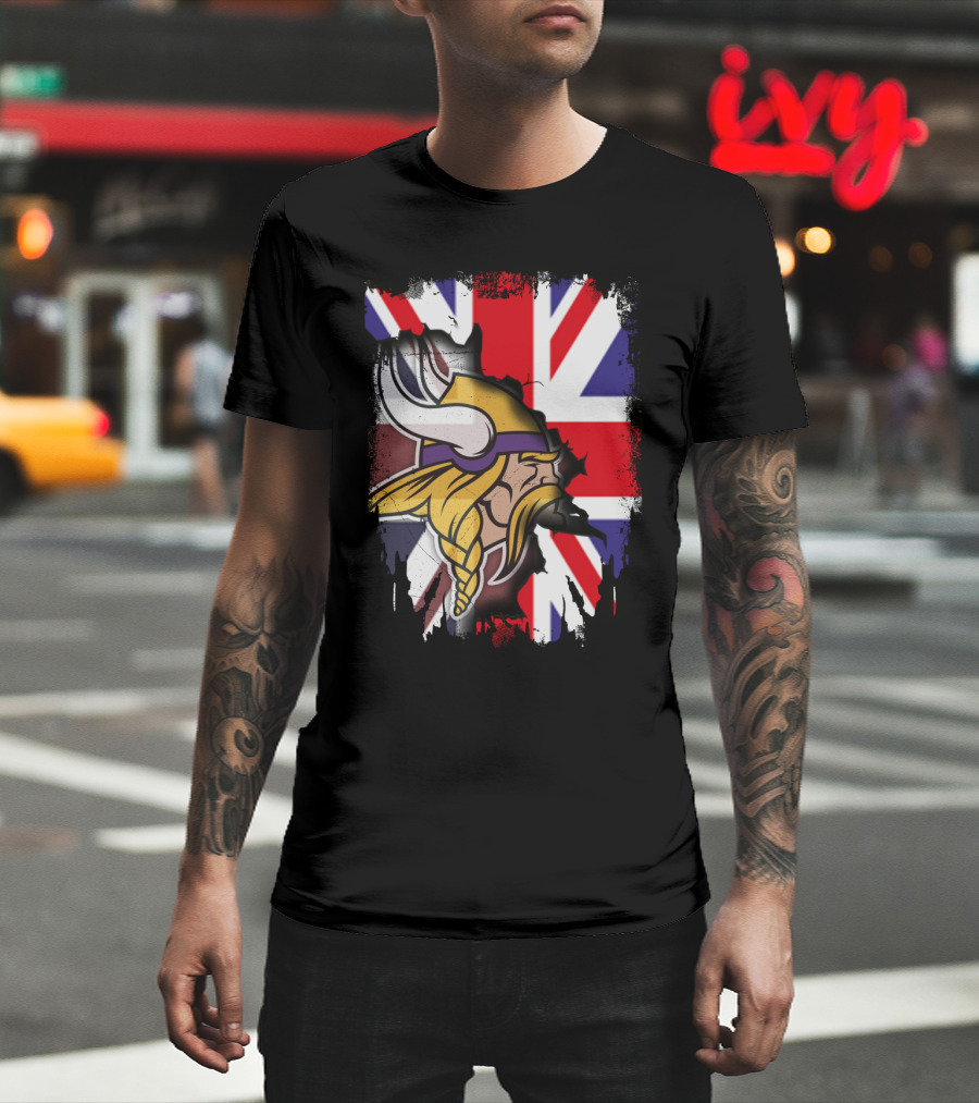 United Kingdom Flag With Viking Warrior Helmet T-Shirt