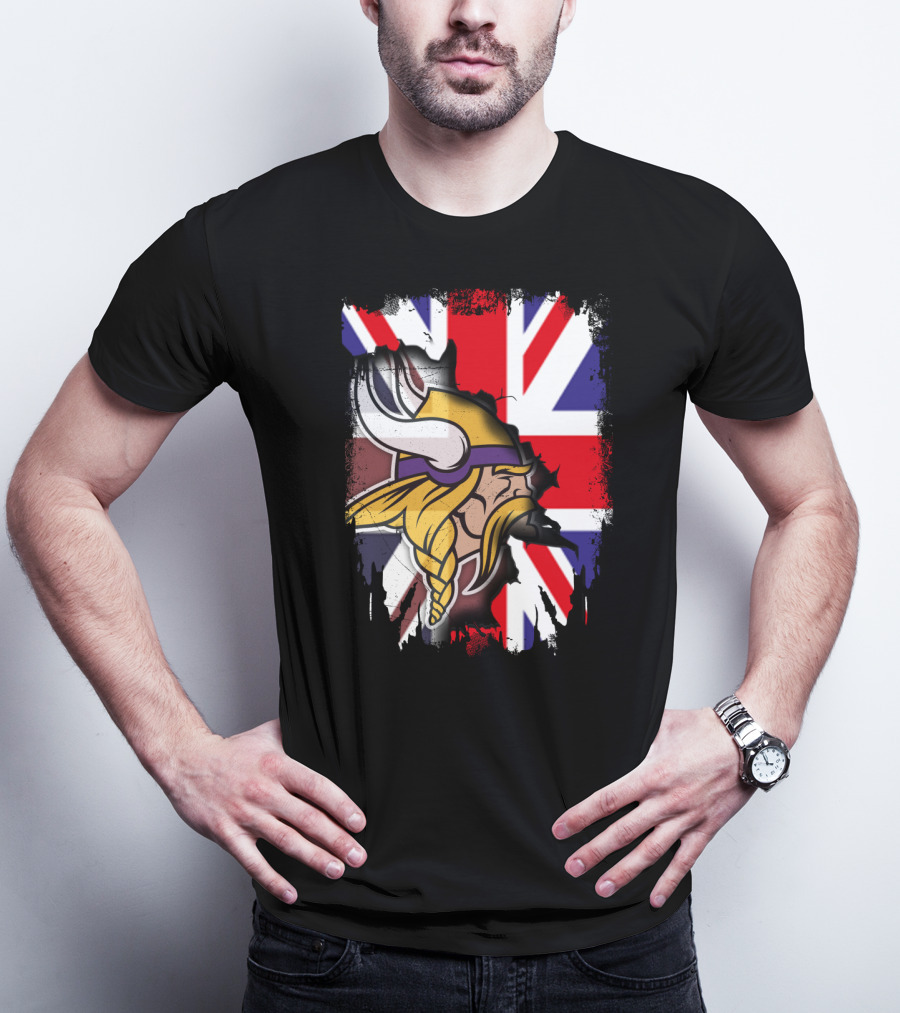 United Kingdom Flag With Viking Warrior Helmet T-Shirt