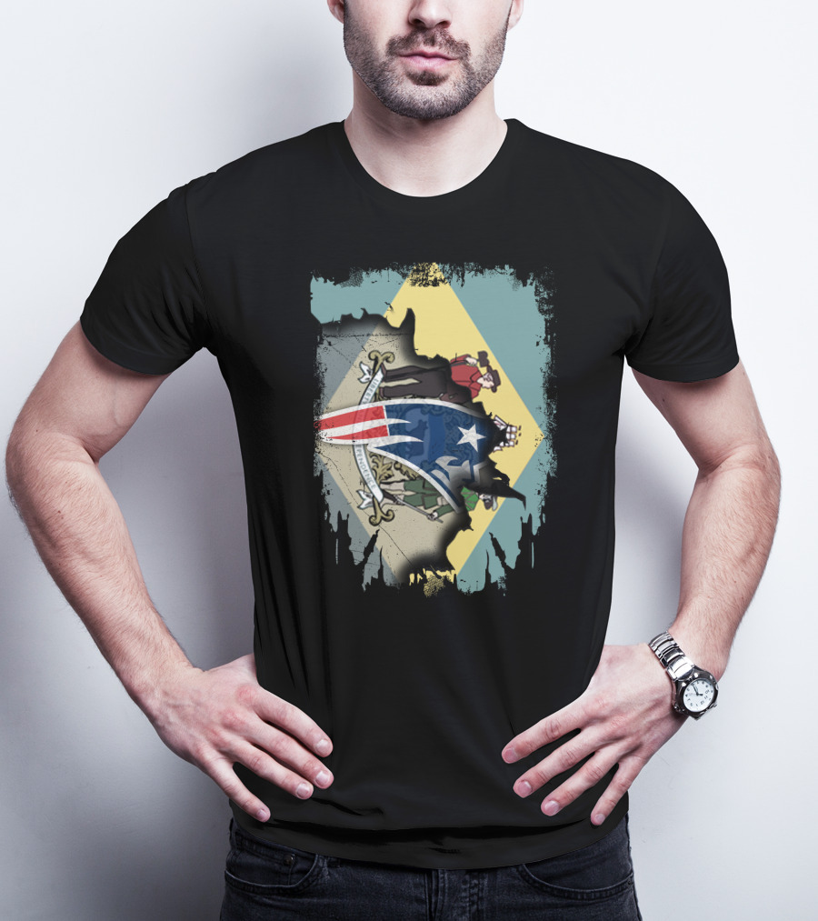 Delaware Flag With Ripped American Patriot Crest T-Shirt
