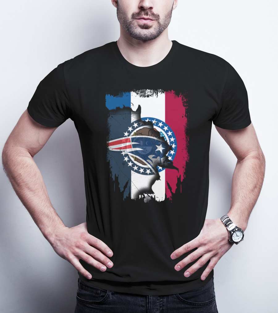 Together Missouri Patriots Flag And Patriot Logo Fusion T-Shirt