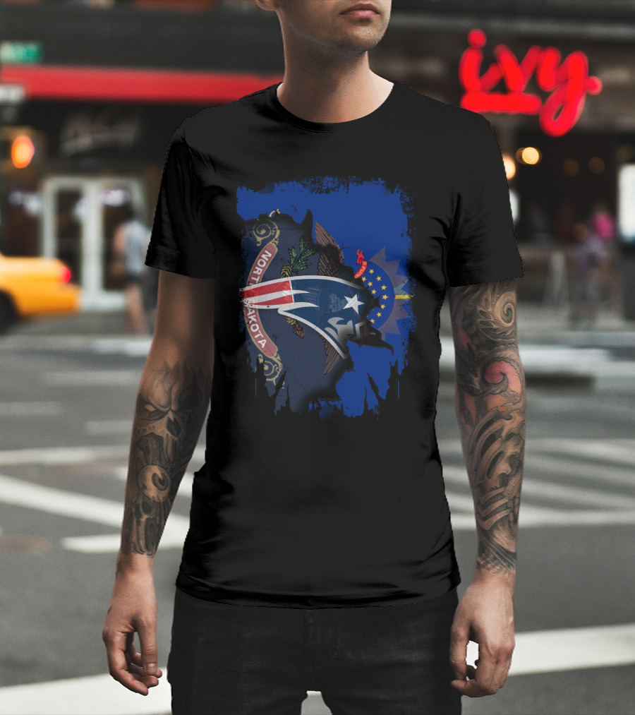North Dakota State And Patriots Unity Emblem T-Shirt