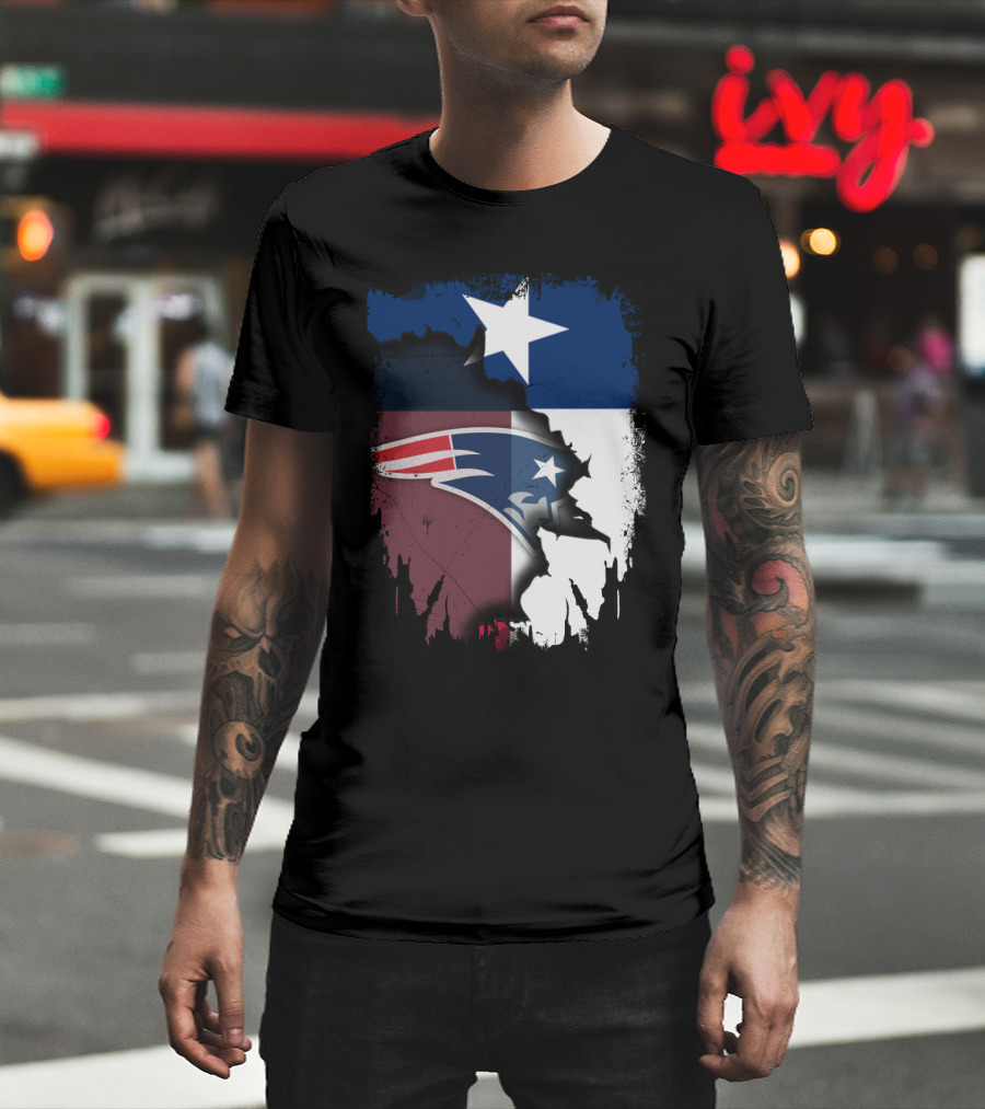 Together Texas With Patriots Star Flag And Football Motif T-Shirt