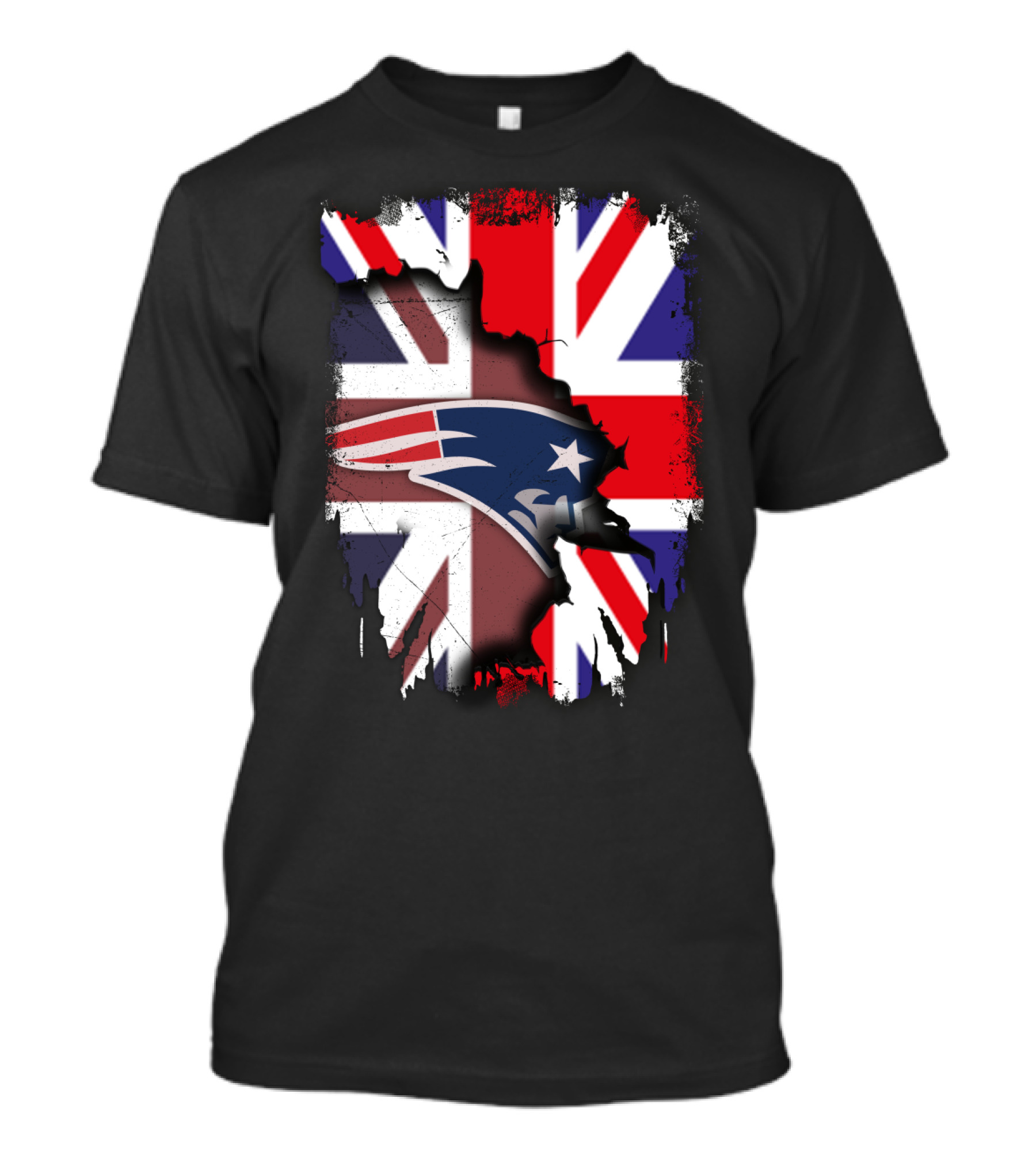 Union Jack And New England Patriots United Together T-Shirt
