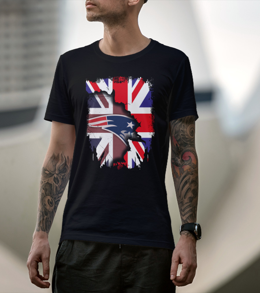 Union Jack And New England Patriots United Together T-Shirt
