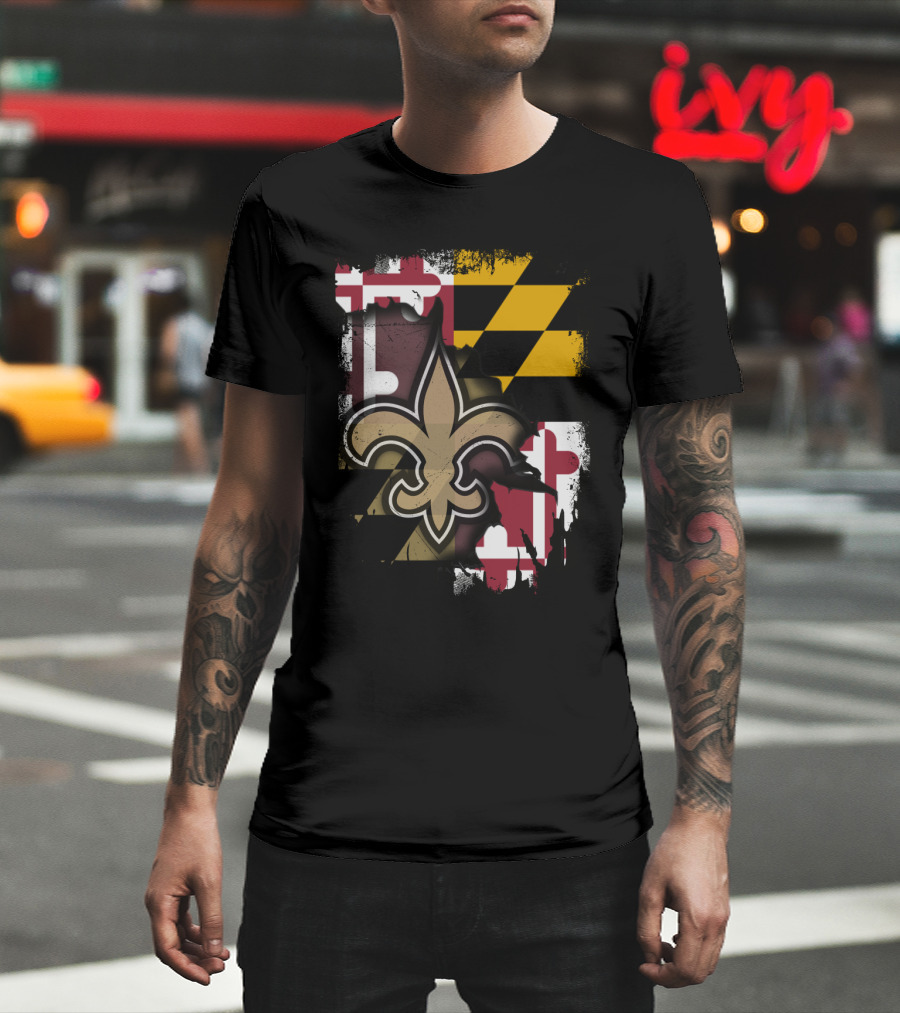 Maryland Emblem With Saints Fleur-de-lis T-Shirt