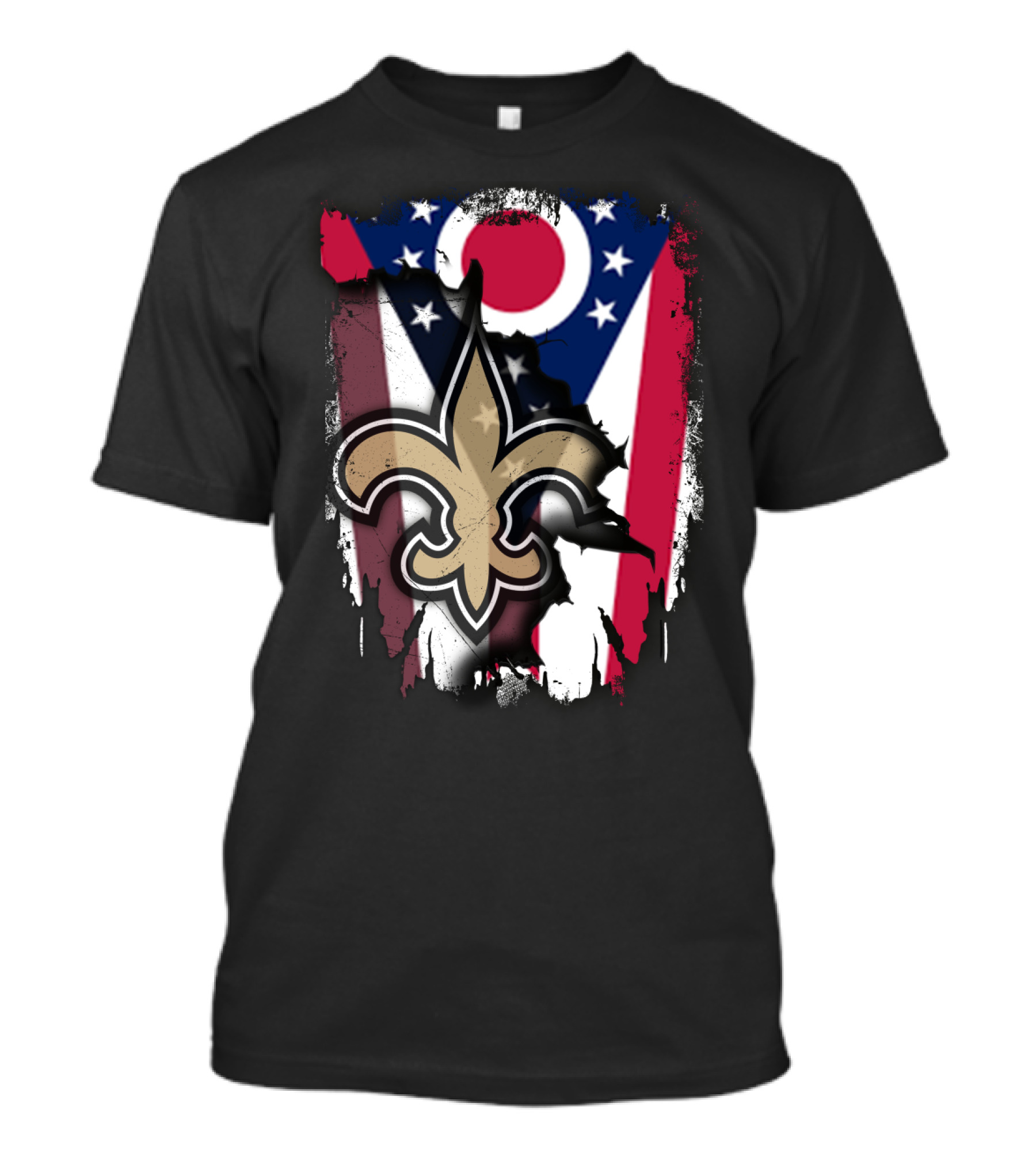 Ohio Flag New Orleans Saints Fleur-De-Lis Fusion T-Shirt