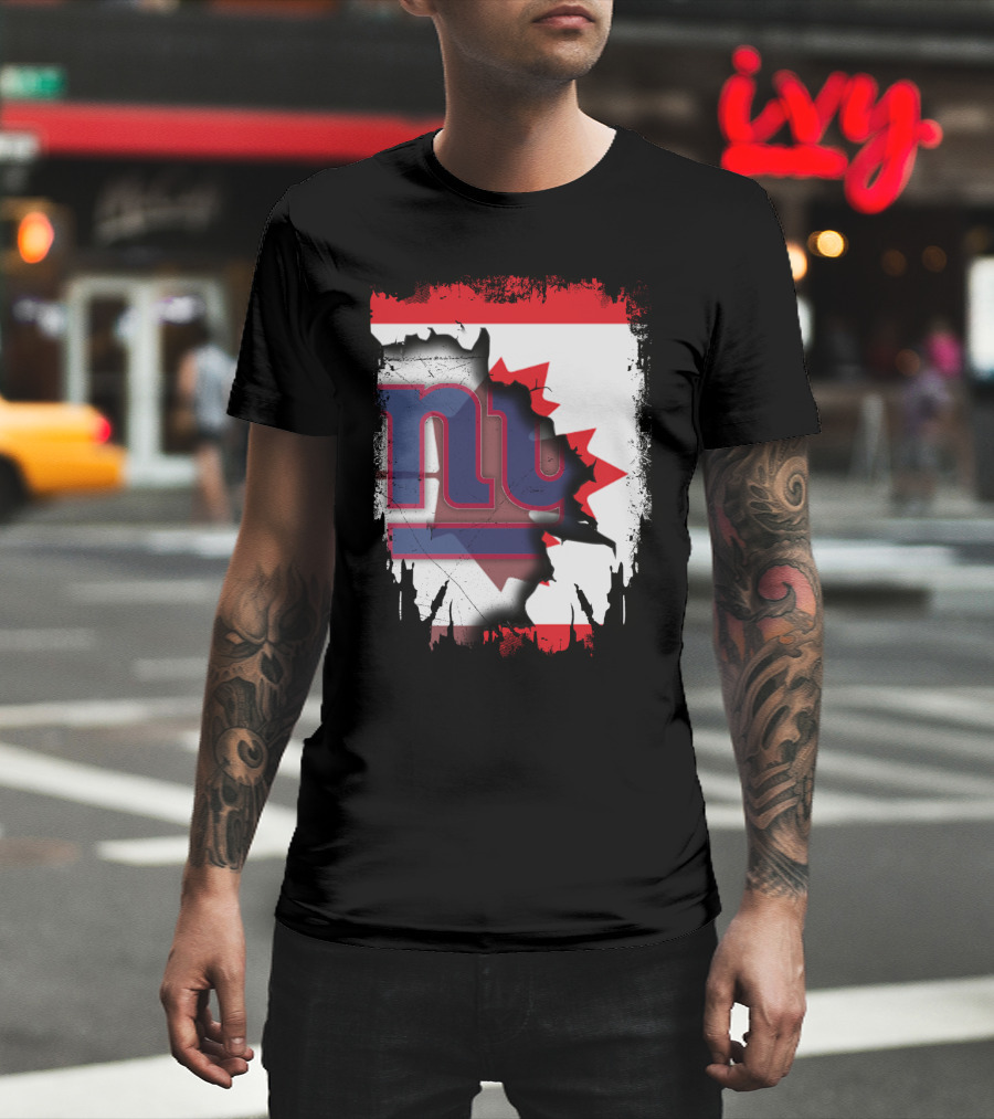 Together Canada With New York Giants Maple Leaf Emblem T-Shirt