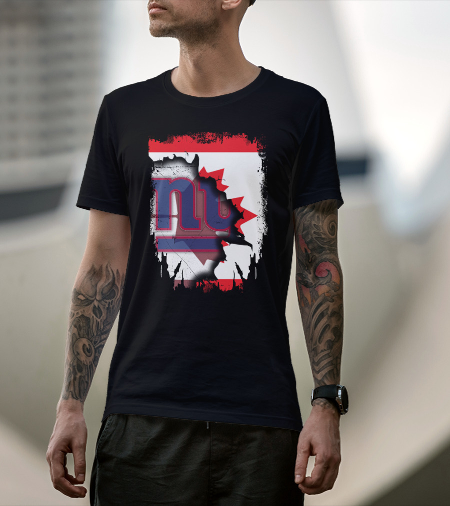Together Canada With New York Giants Maple Leaf Emblem T-Shirt