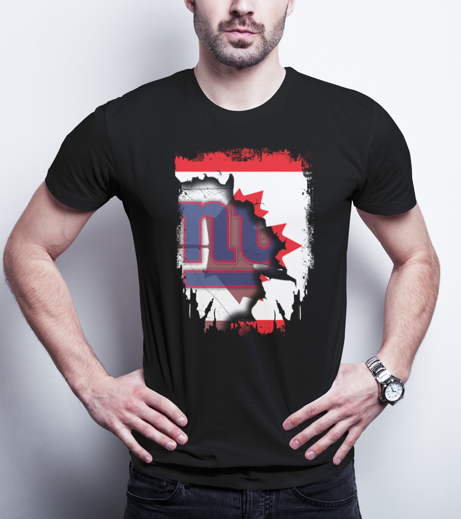Together Canada With New York Giants Maple Leaf Emblem T-Shirt
