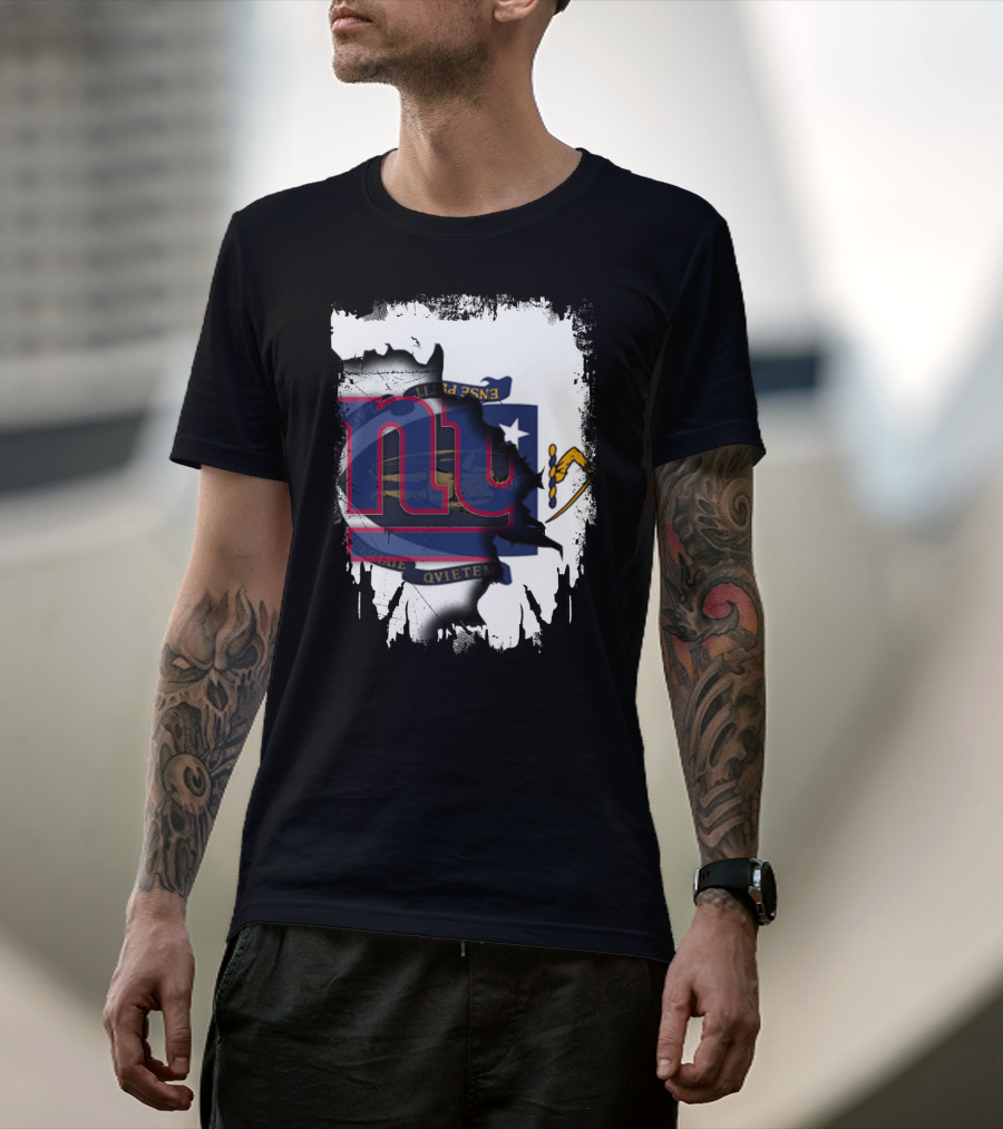 Together Massachusetts Meets Giants New York Team Flag Fusion T-Shirt