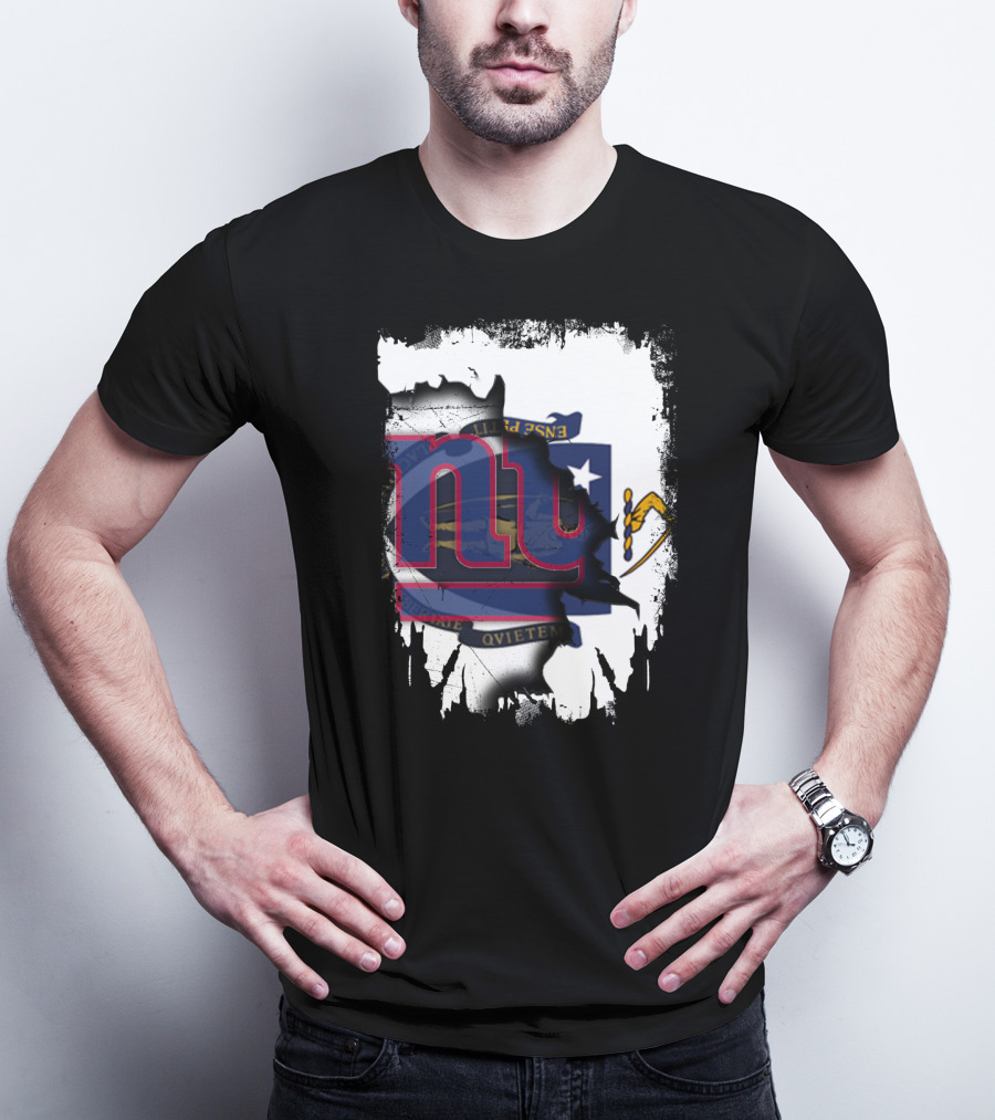 Together Massachusetts Meets Giants New York Team Flag Fusion T-Shirt