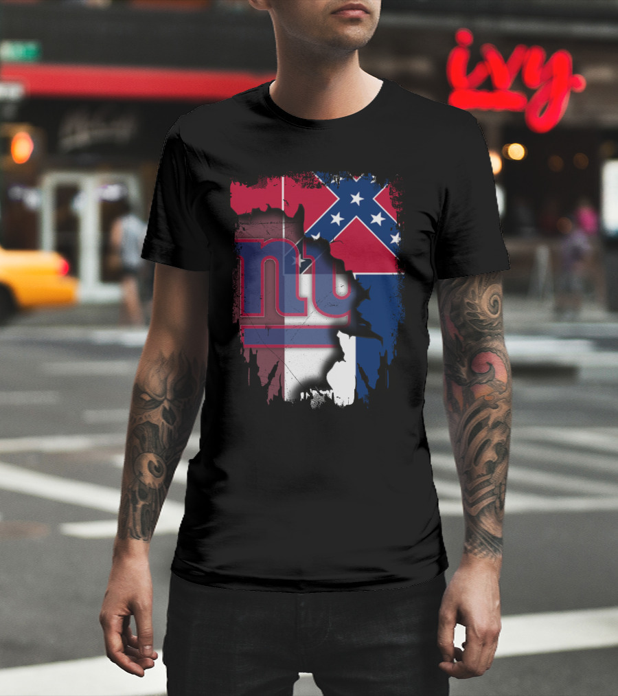 Mississippi Flag With New York Giants Logo Fusion T-Shirt