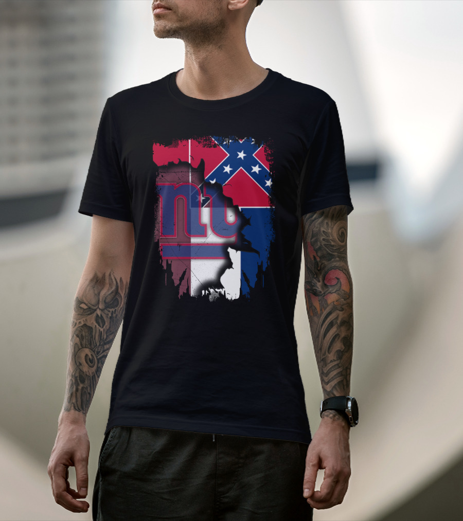 Mississippi Flag With New York Giants Logo Fusion T-Shirt